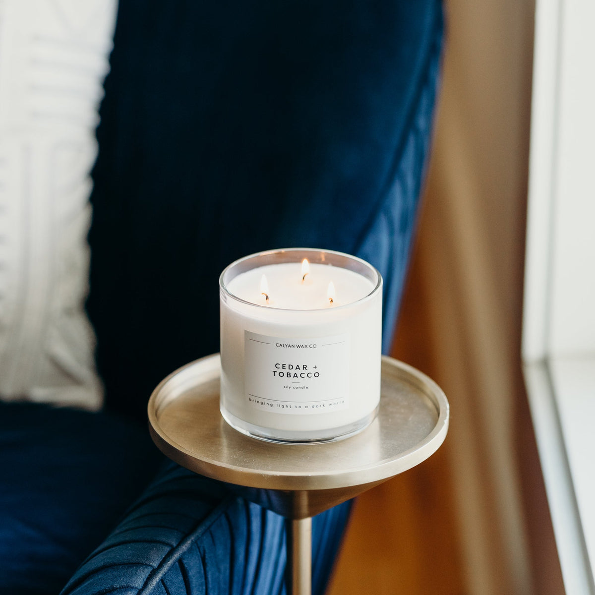 15 oz. Cedar + Tobacco 3-Wick Soy Candle in a Clear Glass | Vanilla ...