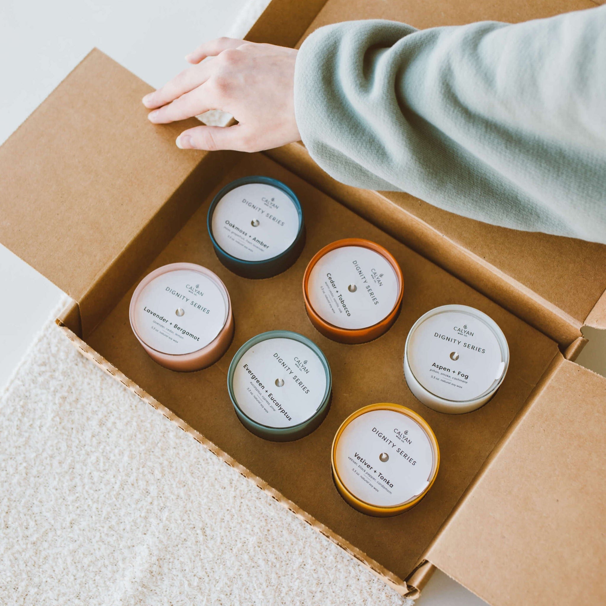 6 Pack of Colorful Candles - Dignity Series - Calyan Wax Co.